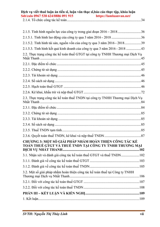 Đề Tài Khóa luận 2024 Thực trạng công tác kế toán thuế GTGT và thuế TNDN tại Công ty TNHH Thương ...