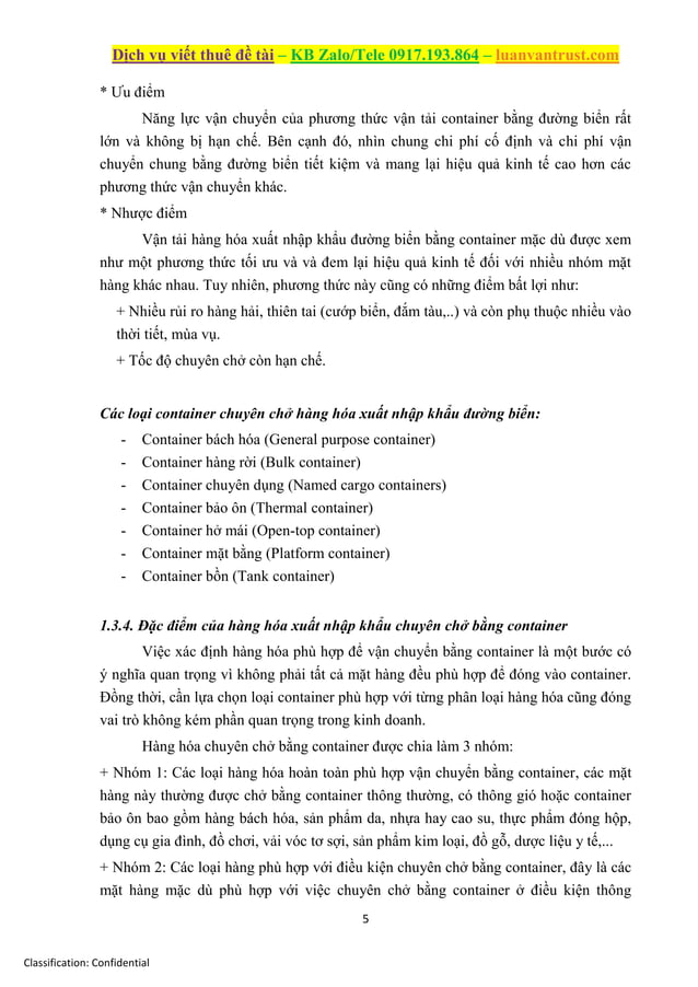 Khóa luận Thực trạng hoạt động xuất khẩu hàng hóa bằng đường biển bằng container và giải pháp ...