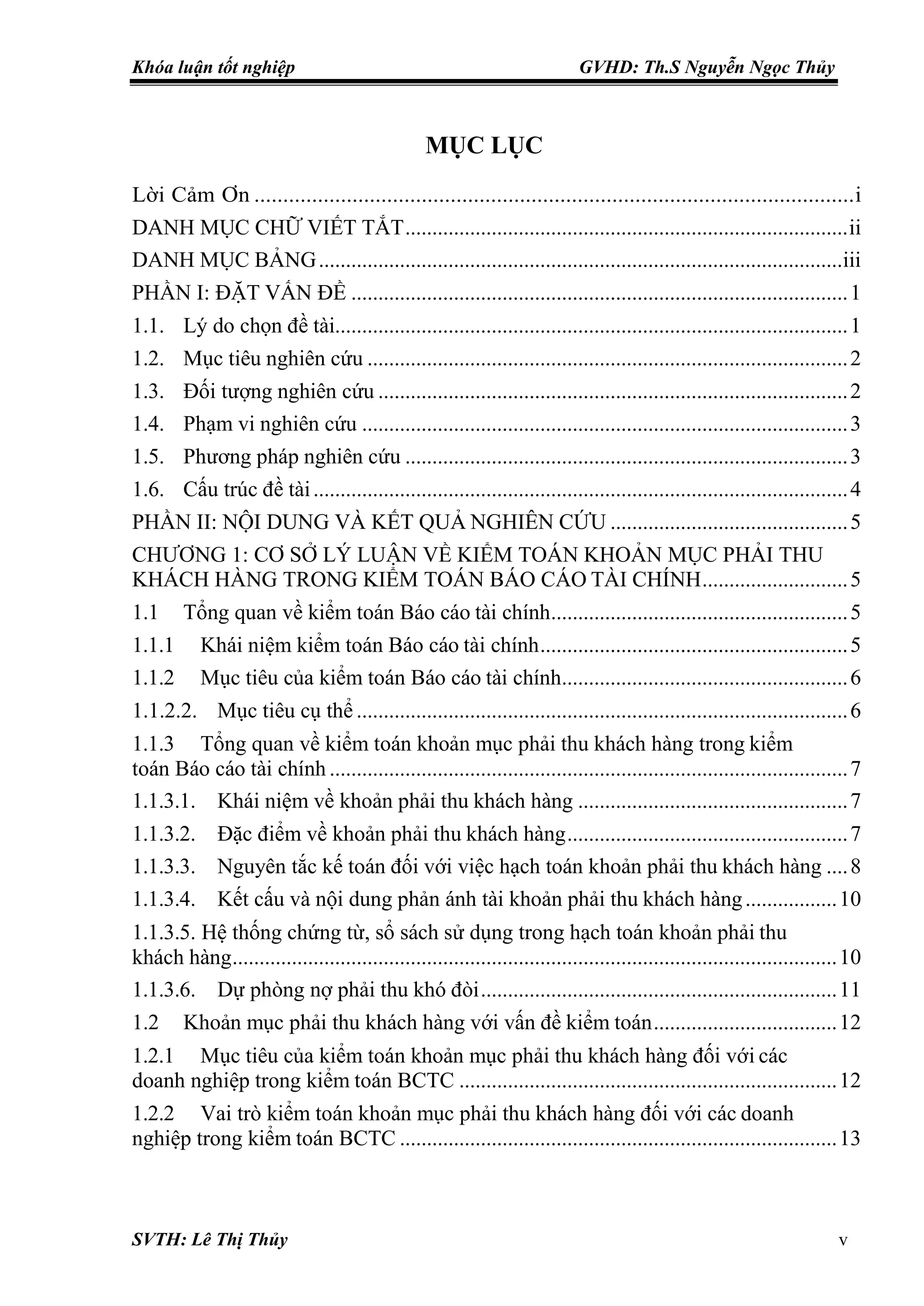 Khóa luận Tìm hiểu quy trình kiểm toán khoản mục phải thu khách hàng tại công ty TNHH Kiểm toán ...