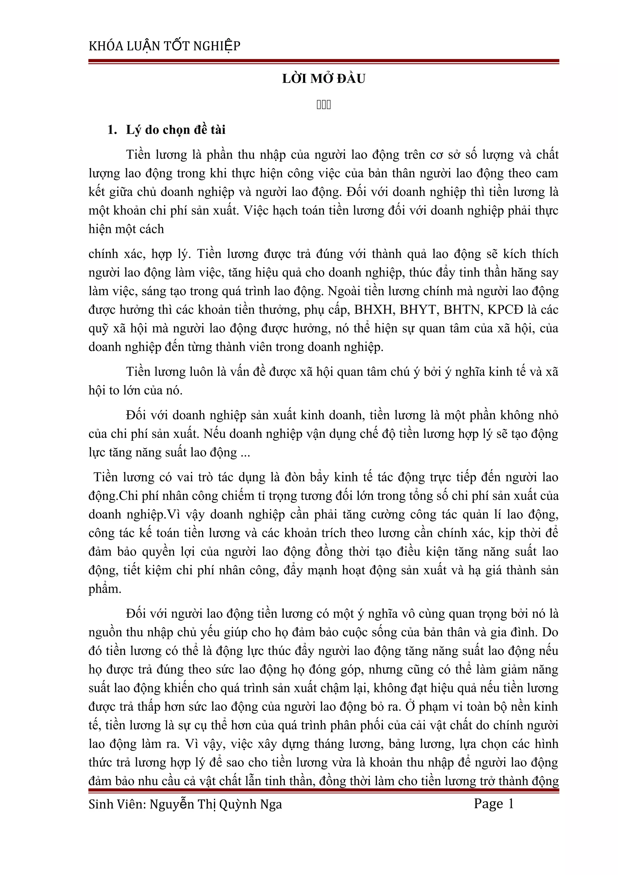 Khóa luận tốt nghiệp kế toán tiền lương và các khoản trích theo lương | DOC
