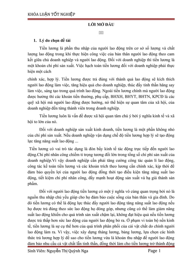 Khóa luận tốt nghiệp kế toán tiền lương và các khoản trích theo lương | DOC