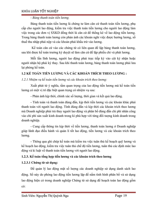 Khóa luận tốt nghiệp kế toán tiền lương và các khoản trích theo lương | DOC