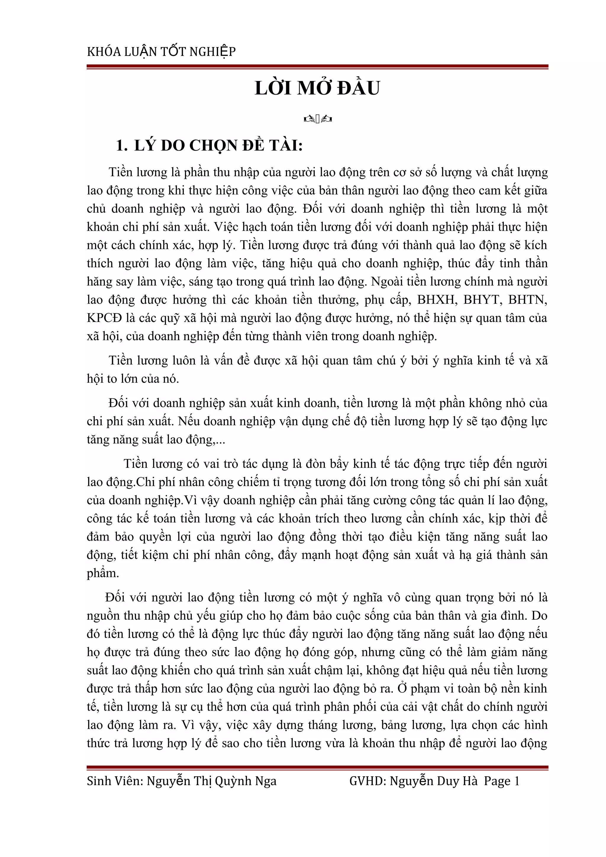 Khóa luận tốt nghiệp tiền lương và các khoản trích theo lương | DOC
