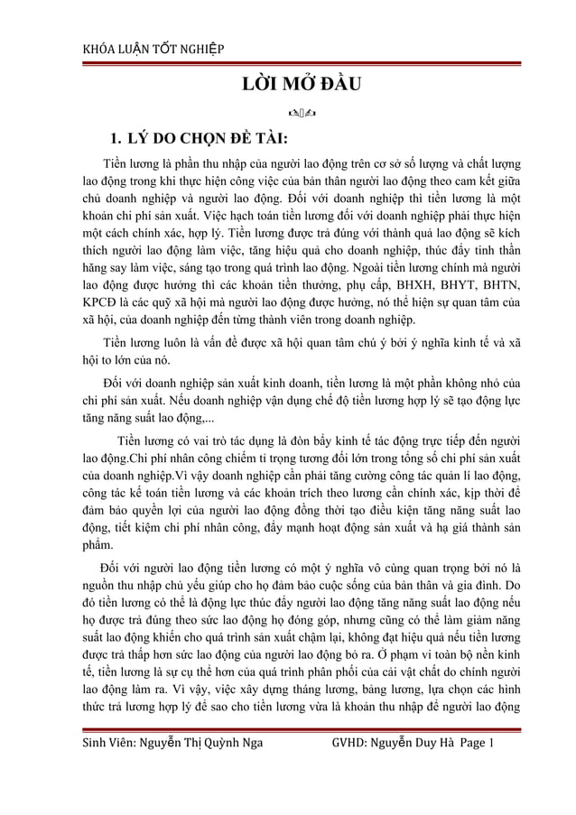 Khóa luận tốt nghiệp tiền lương và các khoản trích theo lương | DOC