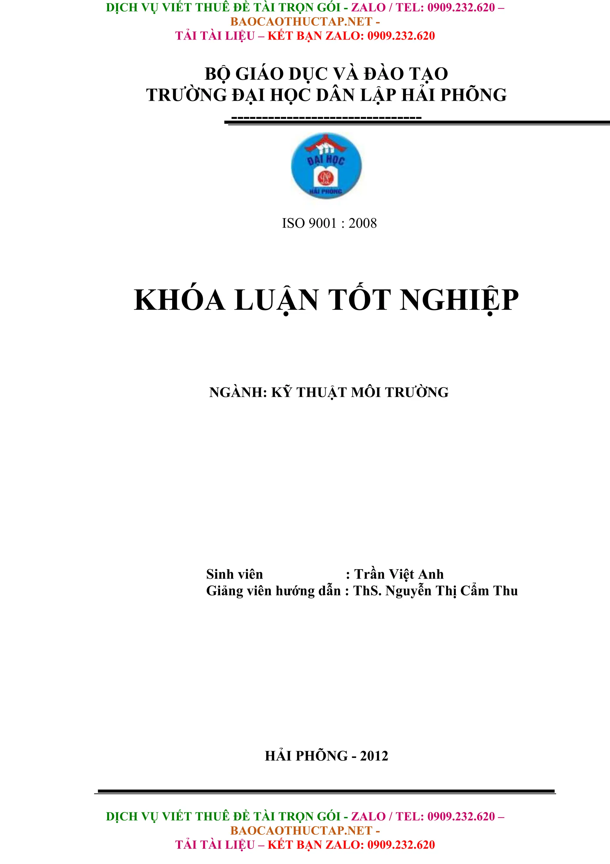 Khóa Luận Tốt Nghiệp Khảo Sát Khả Năng Hấp Phụ Amoni Của Vật Liệu Đá Ong Biến Tính.doc
