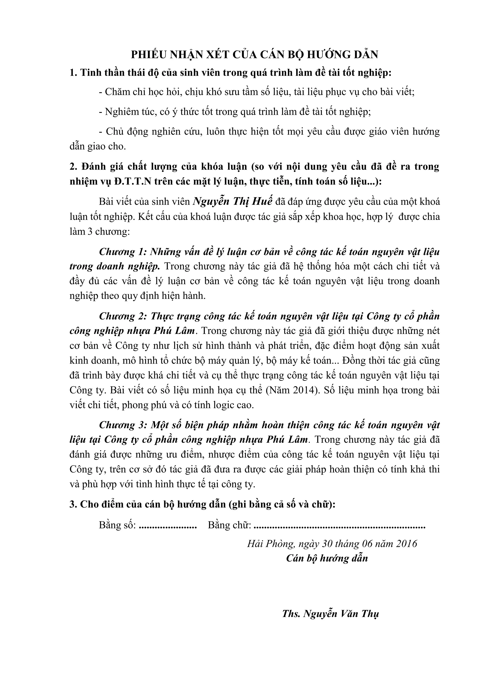 Khóa Luận Tốt Nghiệp Kế Toán Nguyên Vật Liệu Tại Công Ty Nhựa Phú Lâm | DOCX