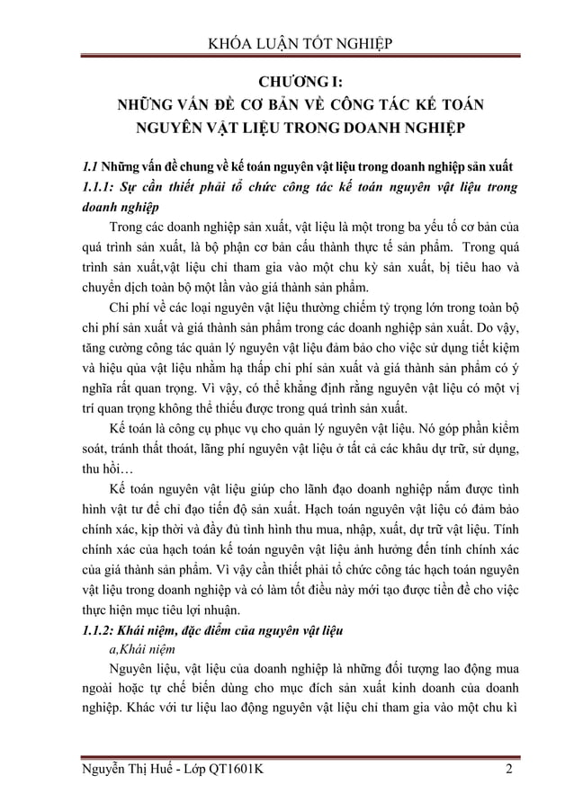Khóa Luận Tốt Nghiệp Kế Toán Nguyên Vật Liệu Tại Công Ty Nhựa Phú Lâm | DOCX