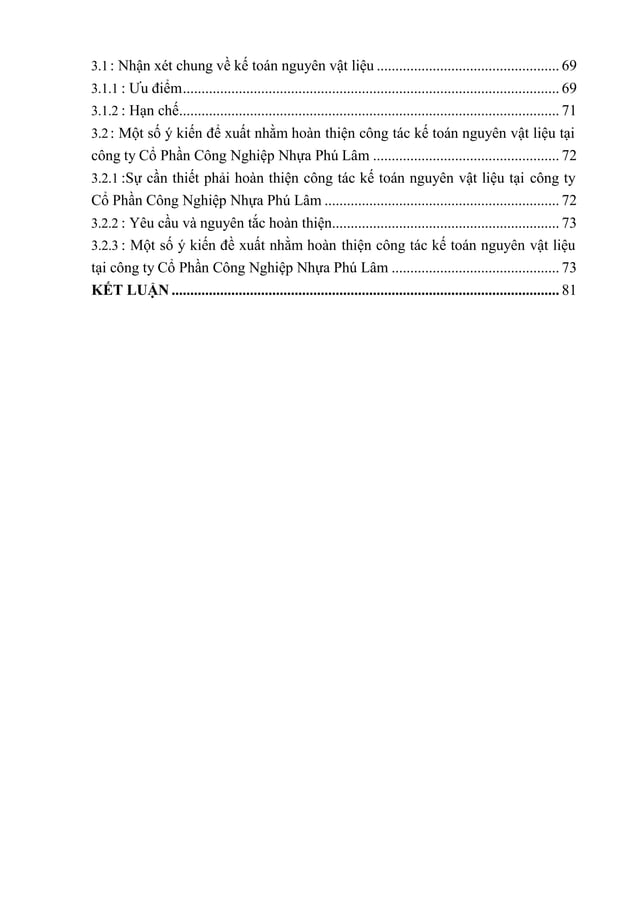 Khóa Luận Tốt Nghiệp Kế Toán Nguyên Vật Liệu Tại Công Ty Nhựa Phú Lâm | DOCX