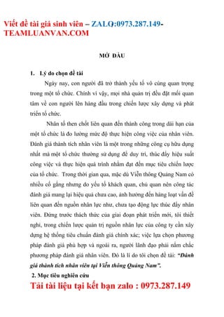 Khóa Luận Tốt Nghiệp Đánh giá thành tích nhân viên tại Viễn thông Quảng Nam.doc