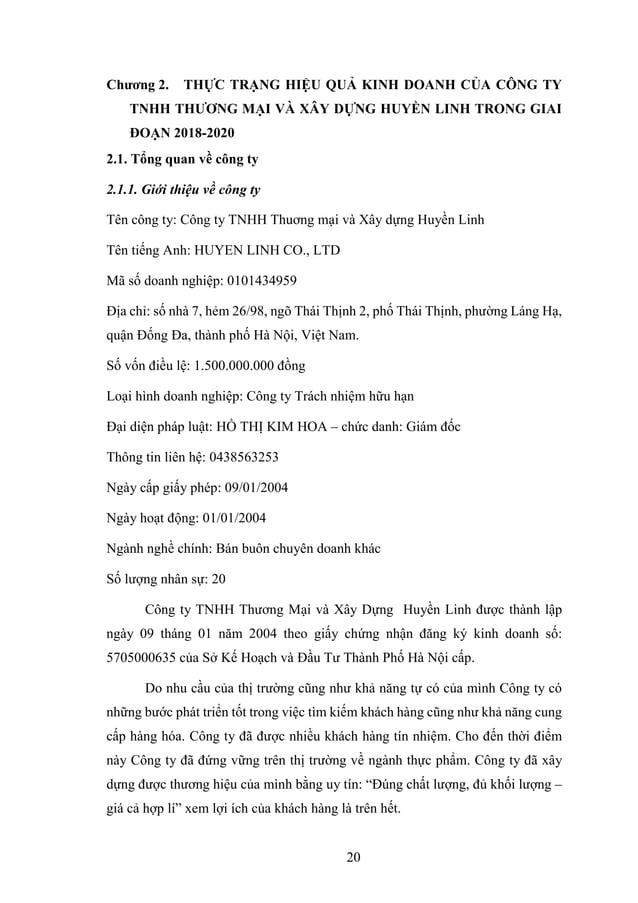Khóa luận tốt nghiệp Nâng cao hiệu quả hoạt động kinh doanh của Công ty TNHH Thương mại và Xây ...