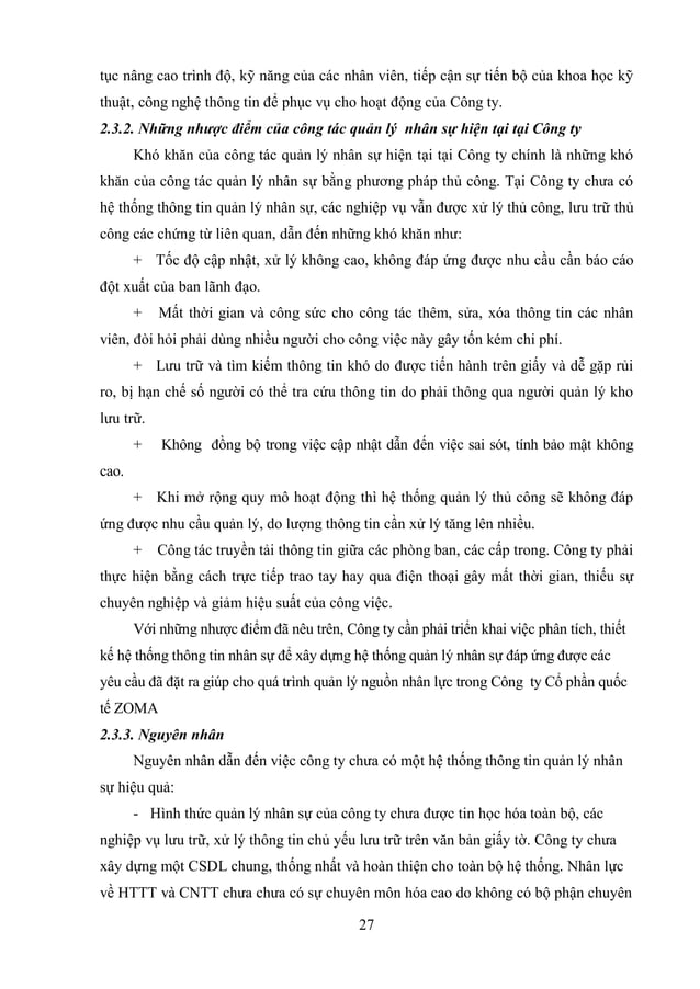 Khóa luận tốt nghiệp Phân tích và thiết kế hệ thống thông tin quản lý nhân sự tại Công ty Cổ ...