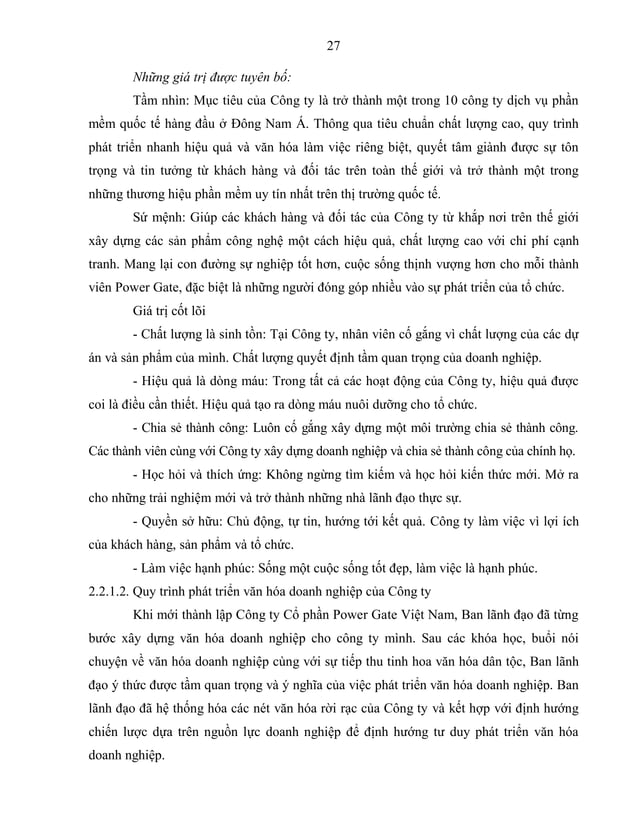 Khóa luận tốt nghiệp Quản trị kinh doanh Phát triển văn hóa doanh nghiệp của Công ty Cổ phần ...