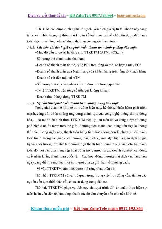 Khóa Luận Tốt Nghiệp Thanh Toán Không Dùng Tiền Mặt Tại Ngân Hàng.docx