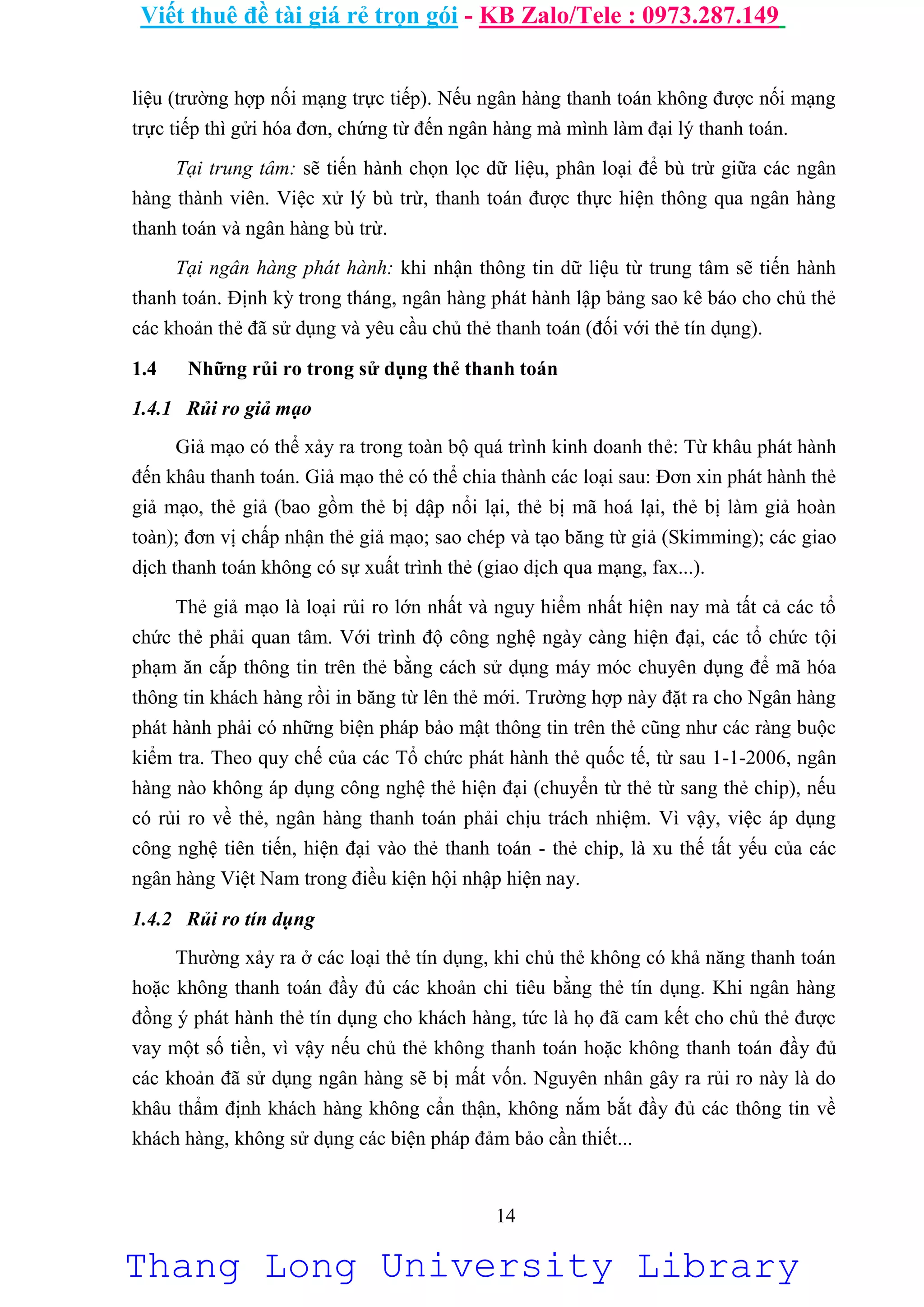 Khóa Luận Tốt Nghiệp Thẻ Thanh Toán Của Ngân Hàng Việt Nam.docx