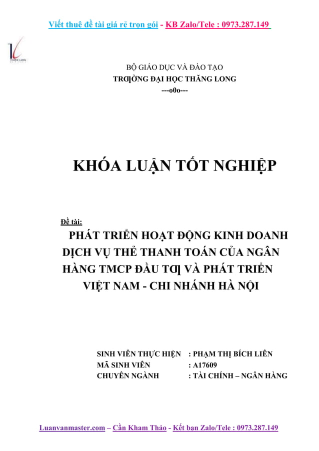 Khóa Luận Tốt Nghiệp Thẻ Thanh Toán Của Ngân Hàng Việt Nam.docx