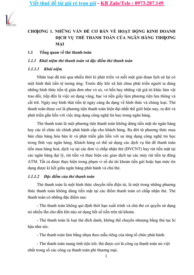 Khóa Luận Tốt Nghiệp Thẻ Thanh Toán Của Ngân Hàng Việt Nam.docx