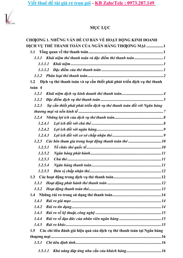 Khóa Luận Tốt Nghiệp Thẻ Thanh Toán Của Ngân Hàng Việt Nam.docx