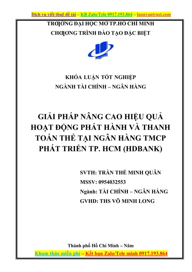 KHÓA LUẬN TỐT NGHIỆP TẠI NGÂN HÀNG PHÁT TRIỂN TPHCM (HD Bank).docx