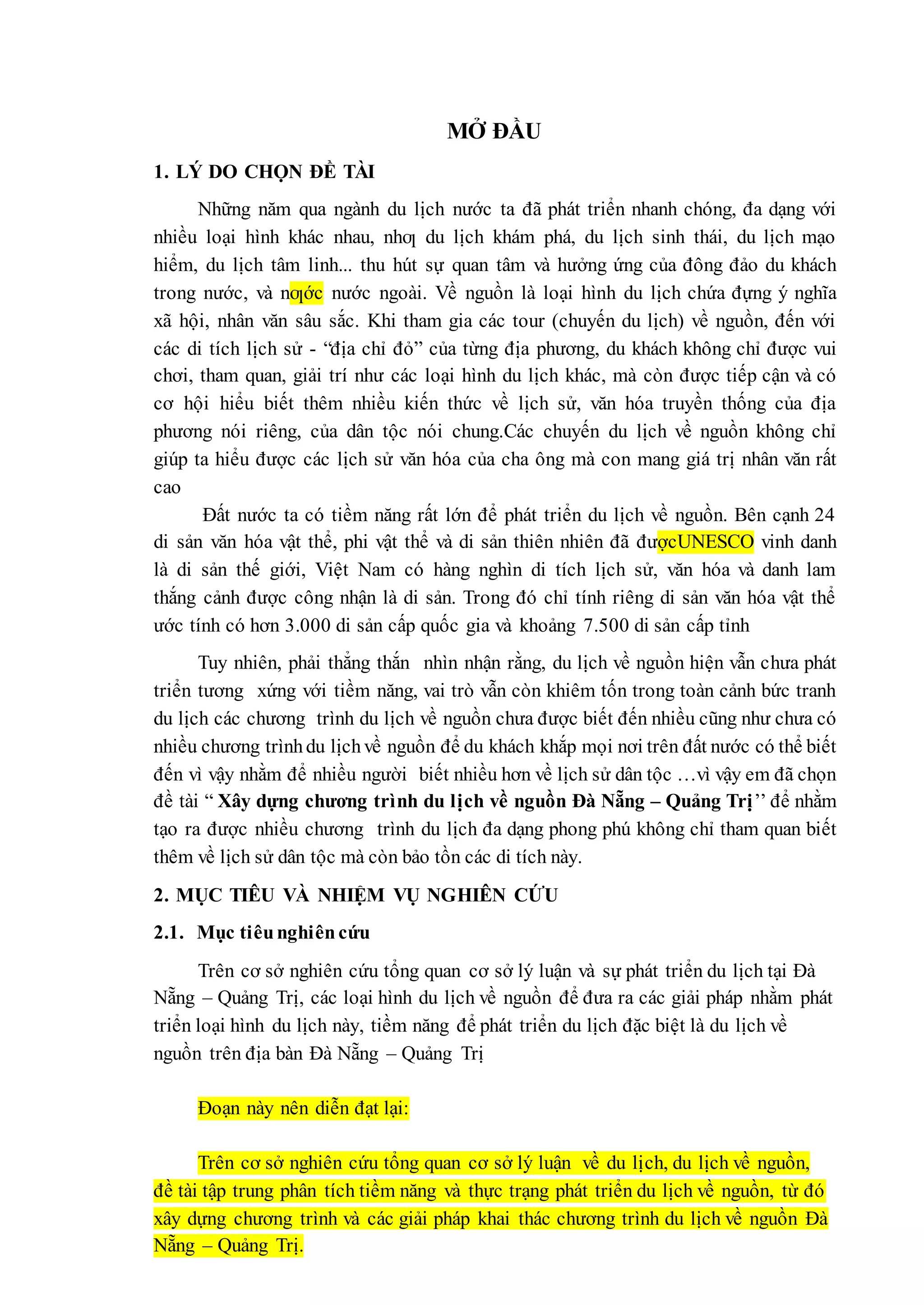 Khóa Luận Tốt Nghiệp Xây Dựng Chương Trình Du Lịch Đà Nẵng - Quảng Trị | DOCX