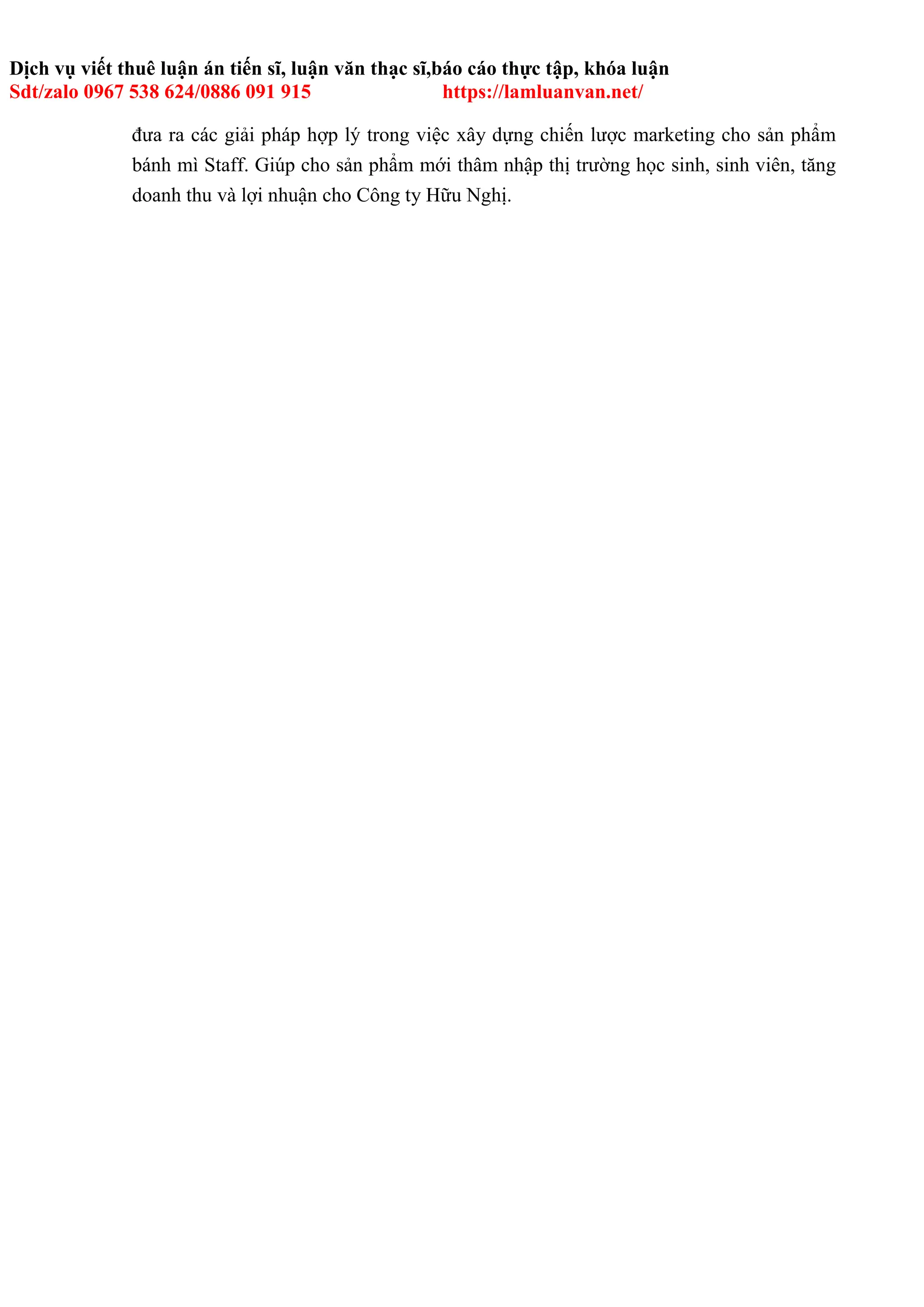 Đề tài luận văn 2024 Xây dựng chiến lược Marketing cho sản phẩm bánh mì Staff của công ty cổ ...