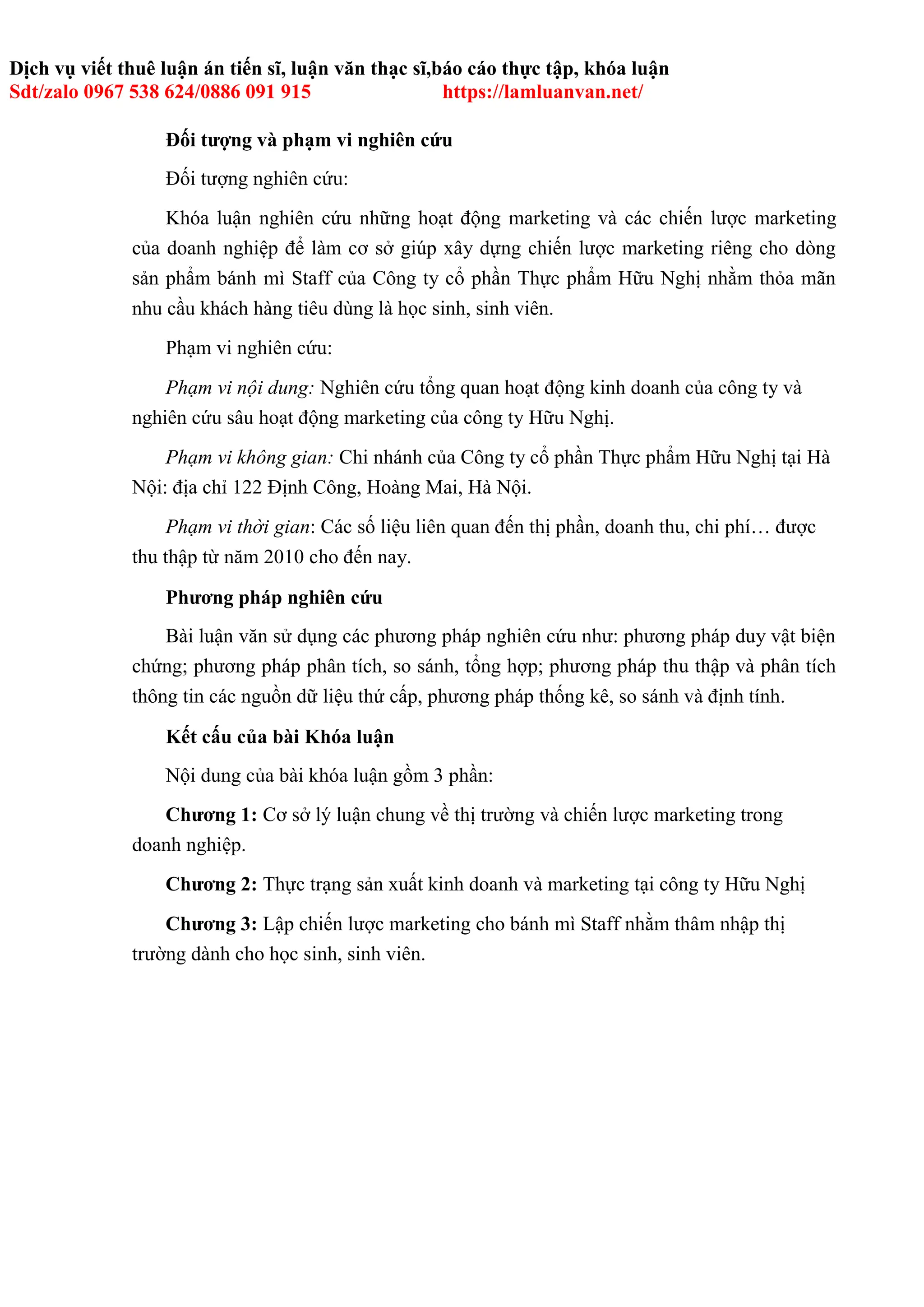 Đề tài luận văn 2024 Xây dựng chiến lược Marketing cho sản phẩm bánh mì Staff của công ty cổ ...