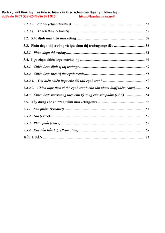 Đề tài luận văn 2024 Xây dựng chiến lược Marketing cho sản phẩm bánh mì Staff của công ty cổ ...