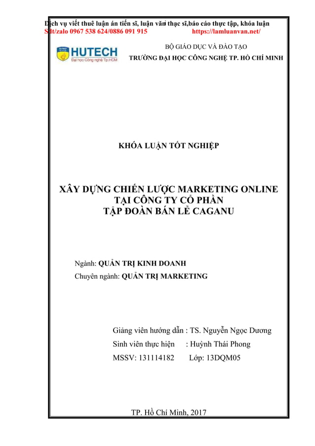 Đề tài luận văn 2024 Xây dựng chiến lược marketing online tại Công ty cổ phần tập đoàn bán lẻ ...