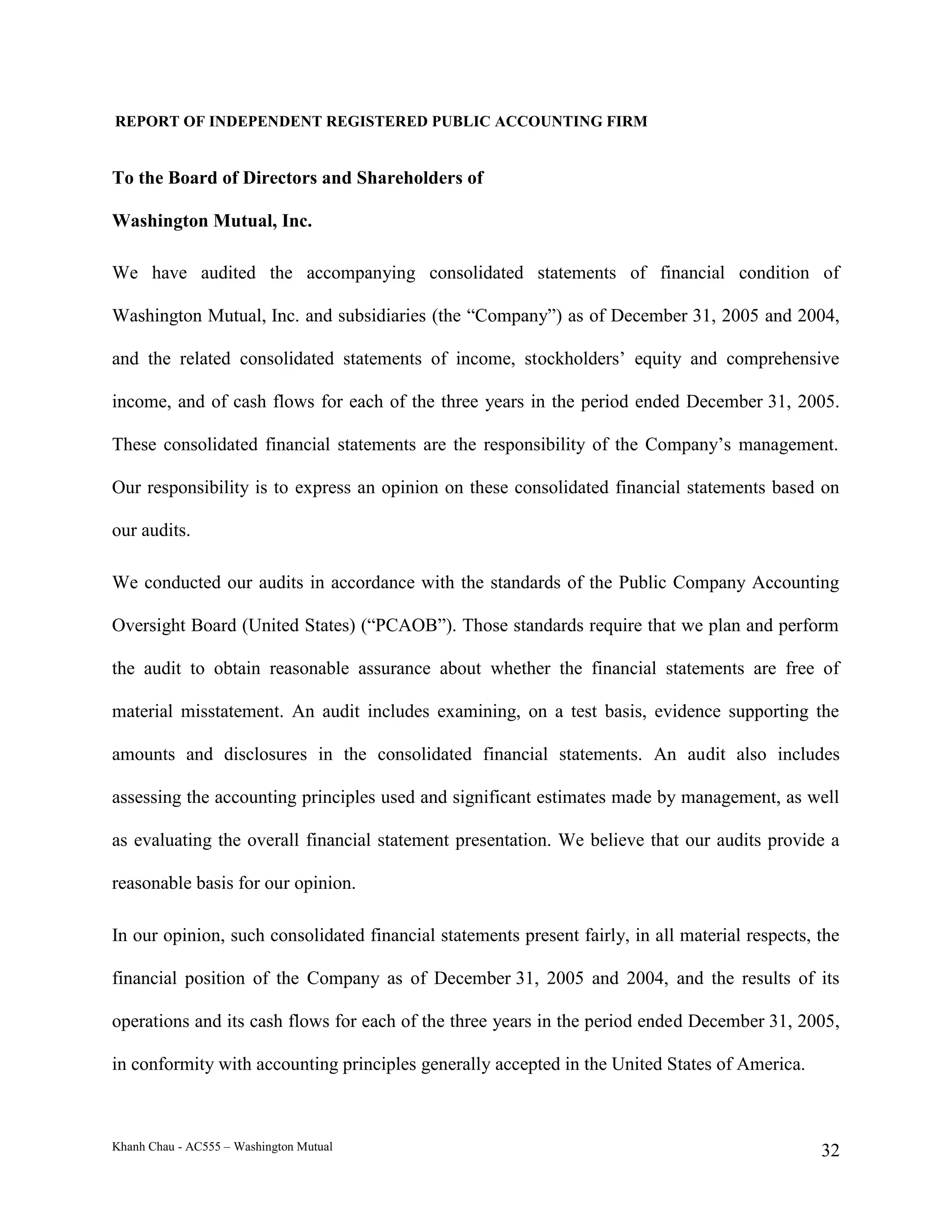 Washington Mutual Bank's Collapse Under An Audit Perspective | PDF