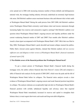 Washington Mutual Bank's Collapse Under An Audit Perspective | PDF