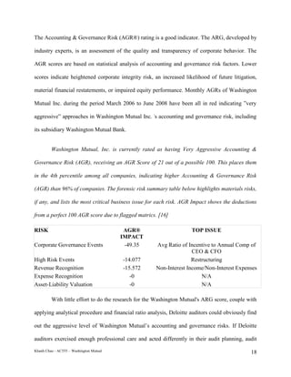 Washington Mutual Bank's Collapse Under An Audit Perspective | PDF