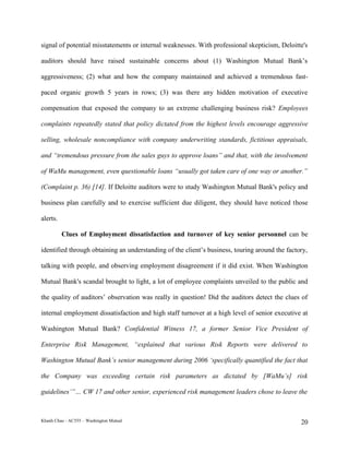 Washington Mutual Bank's Collapse Under An Audit Perspective | PDF