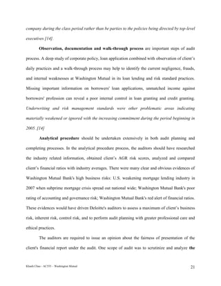 Washington Mutual Bank's Collapse Under An Audit Perspective | PDF