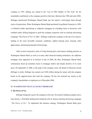 Washington Mutual Bank's Collapse Under An Audit Perspective | PDF