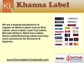 Manufacturer Of garment labels and Tags | PPTX