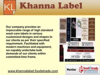 Manufacturer Of garment labels and Tags | PPTX