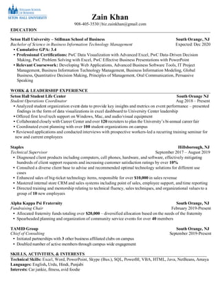 Khan,zain resume | PDF