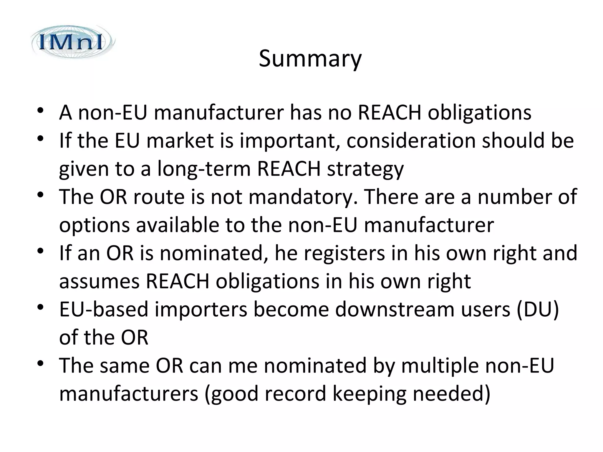 EU REACH Only Representative (OR) | PPT