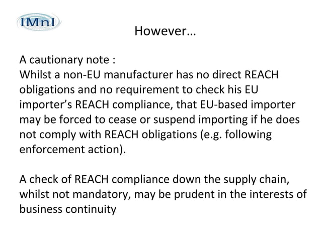 EU REACH Only Representative (OR) | PPT | Logistics | Business