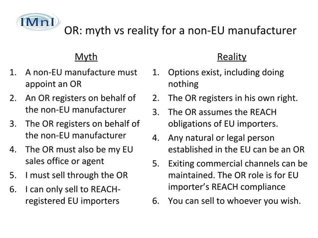 EU REACH Only Representative (OR) | PPT | Logistics | Business