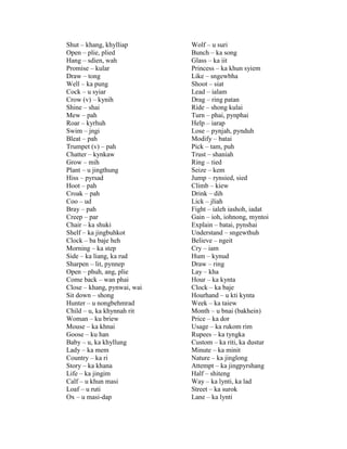 Khasi vocabulary | PDF