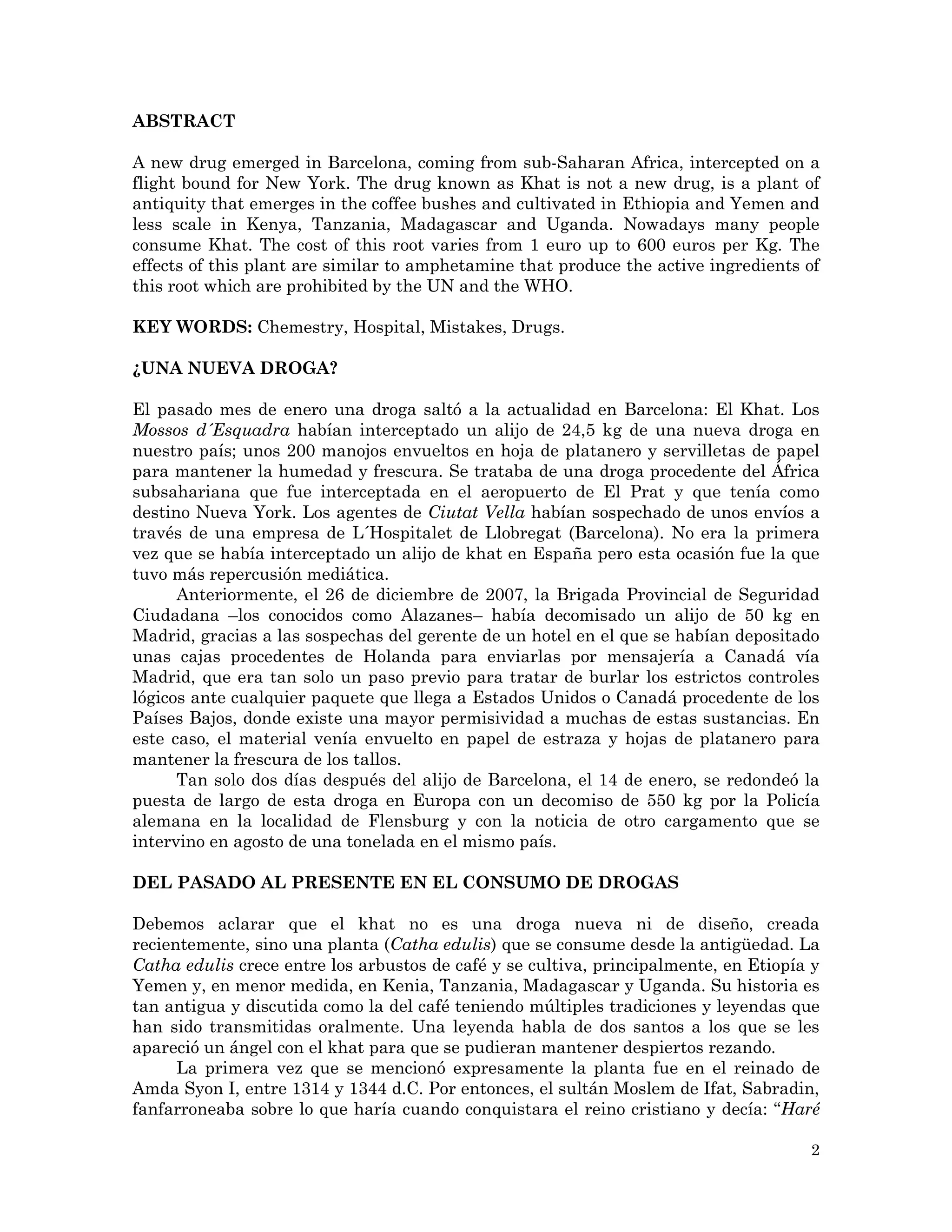 Khat: ¿Una nueva droga?/Khat: A new drug? | PDF