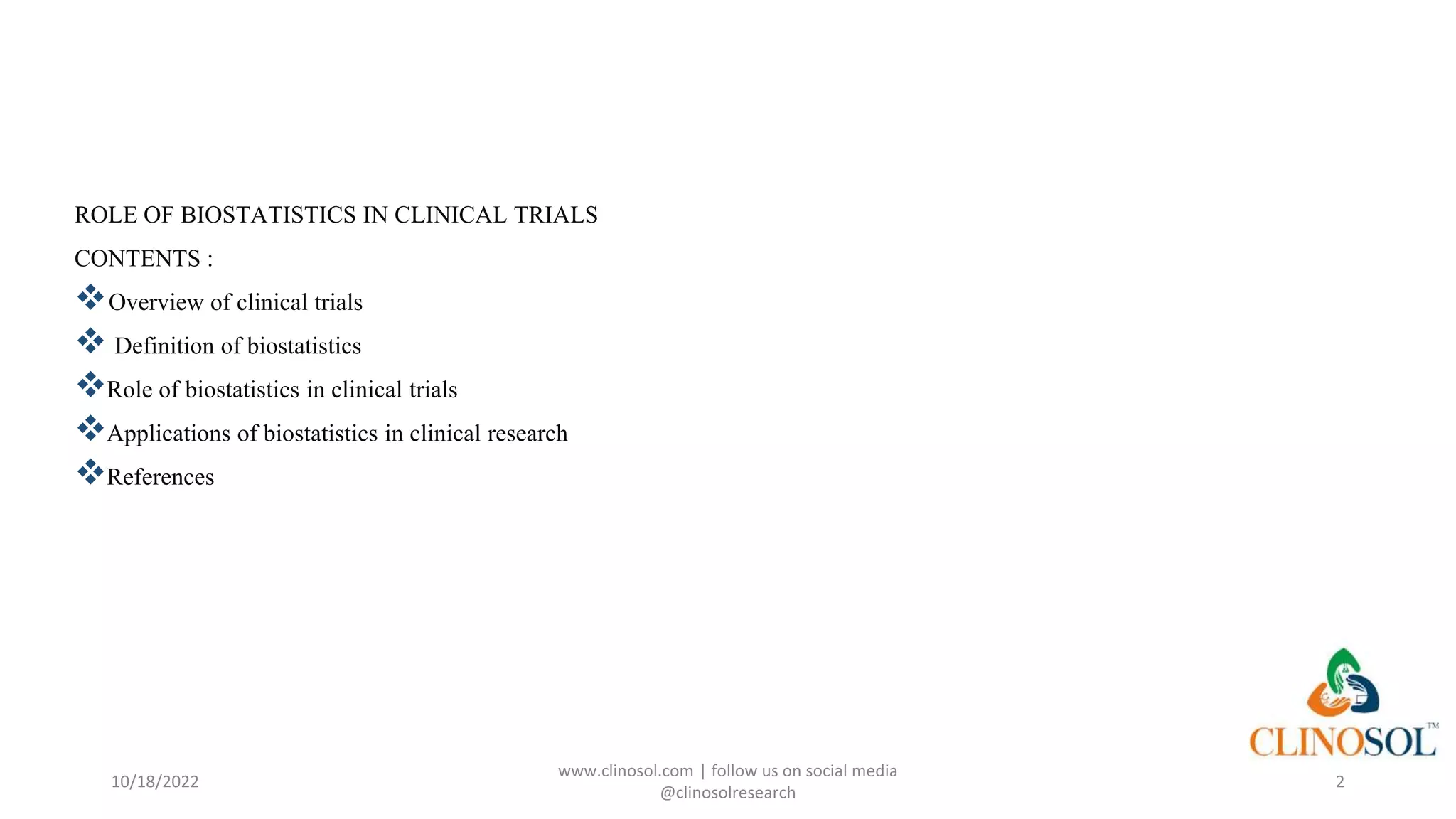 Role Of Biostatistics In Clinical Trials Pptx