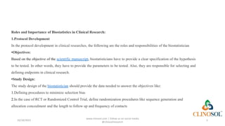 Role of Biostatistics in Clinical Trials | PPTX | Educational Assessment | Education
