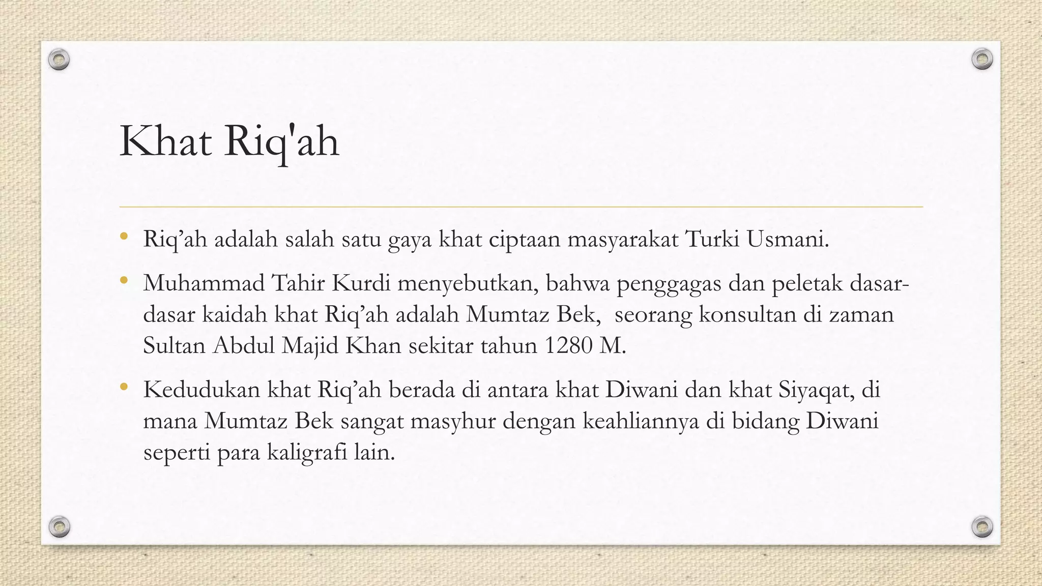 Khat riq'ah | PPTX