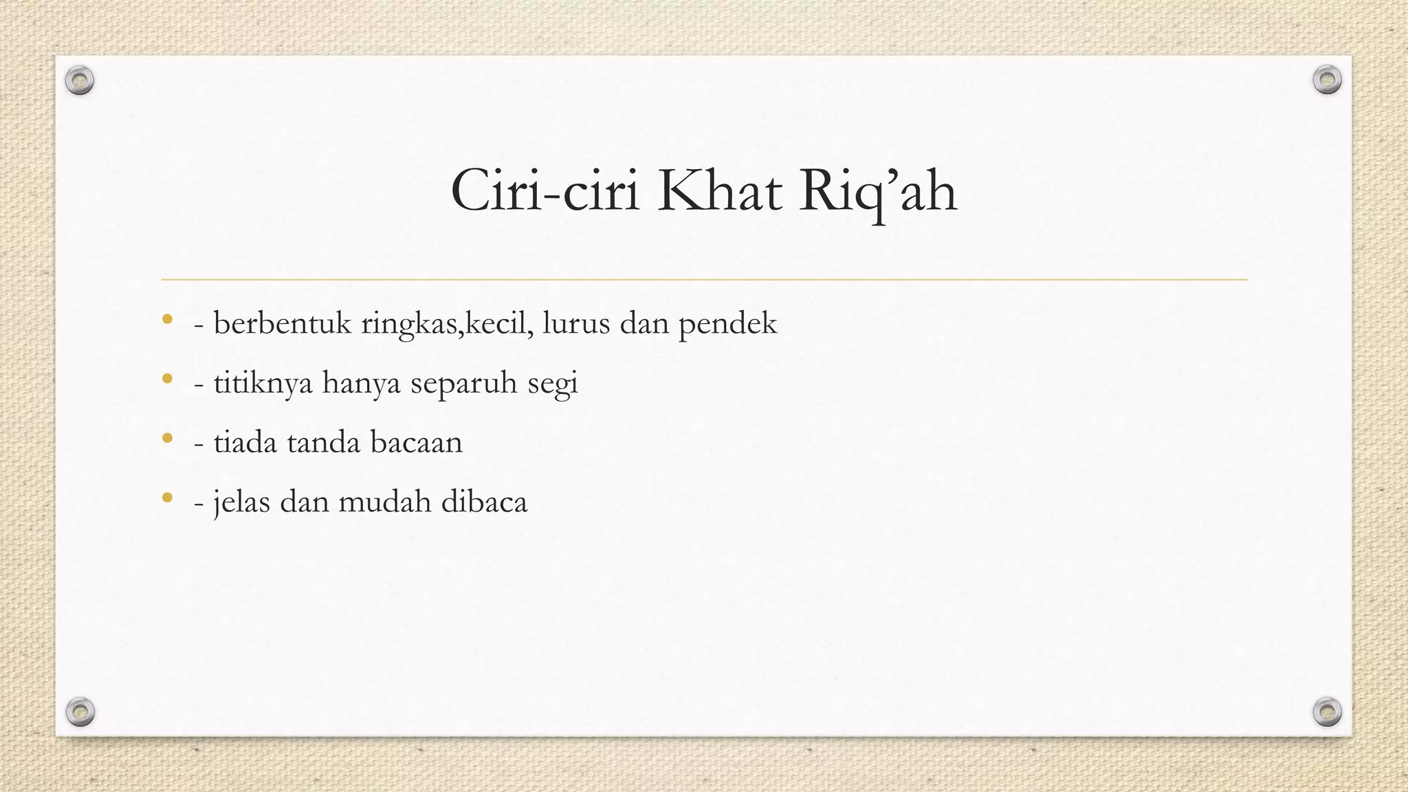 Khat riq'ah | PPTX