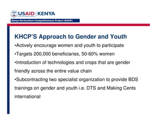 KHCP Value chain approach to gender | PDF | Agriculture | Industries