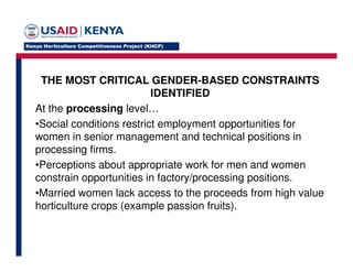 KHCP Value chain approach to gender | PDF | Agriculture | Industries