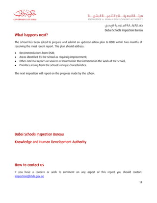 KHDA Inspection Report - Uptown School | PDF