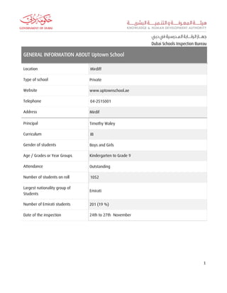 KHDA Inspection Report - Uptown School | PDF