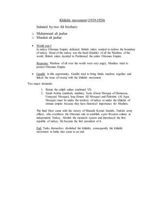 Khilafat movement (1919-1924) | DOCX